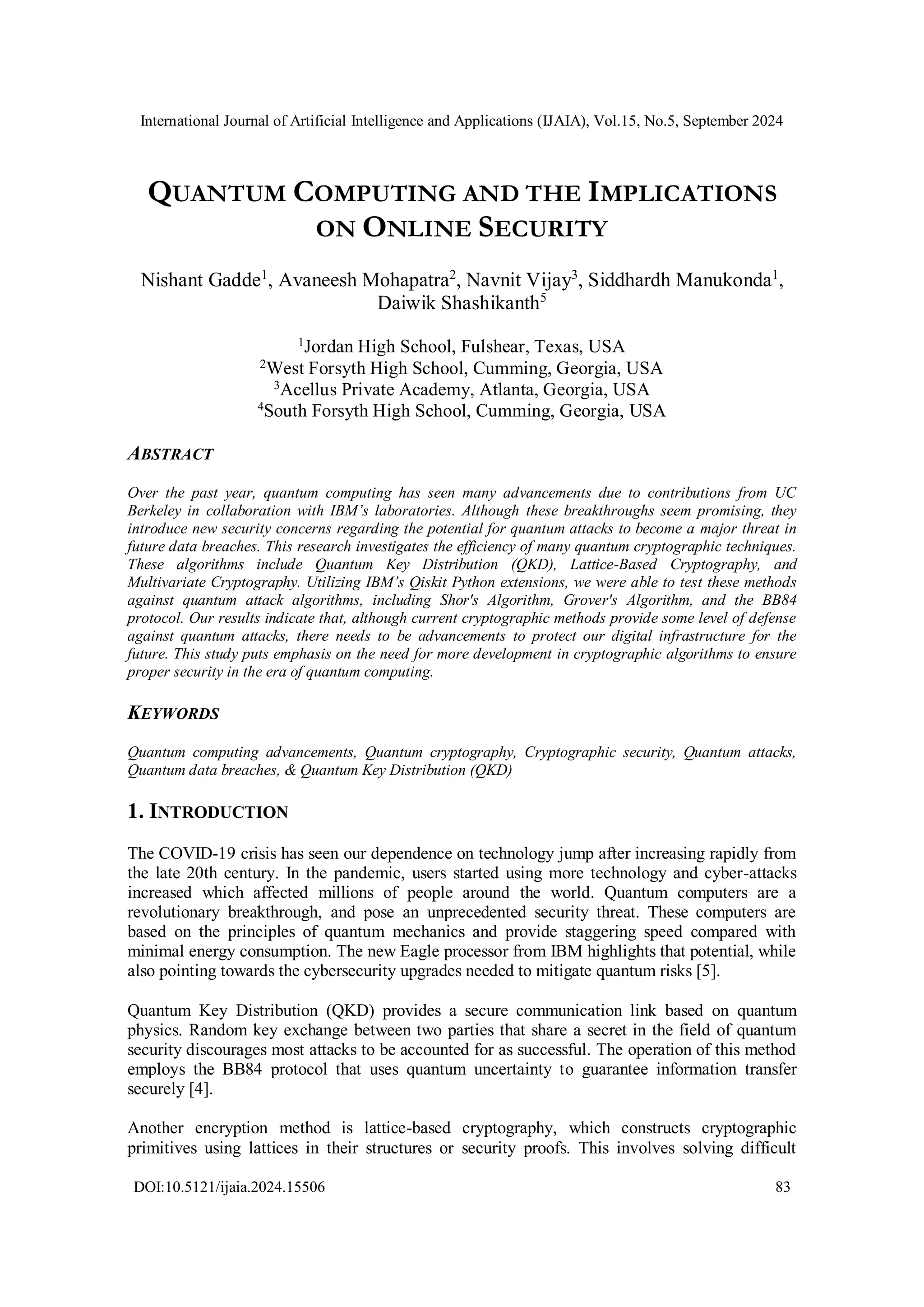 Quantum Computing and the Implications on Online Security | PDF