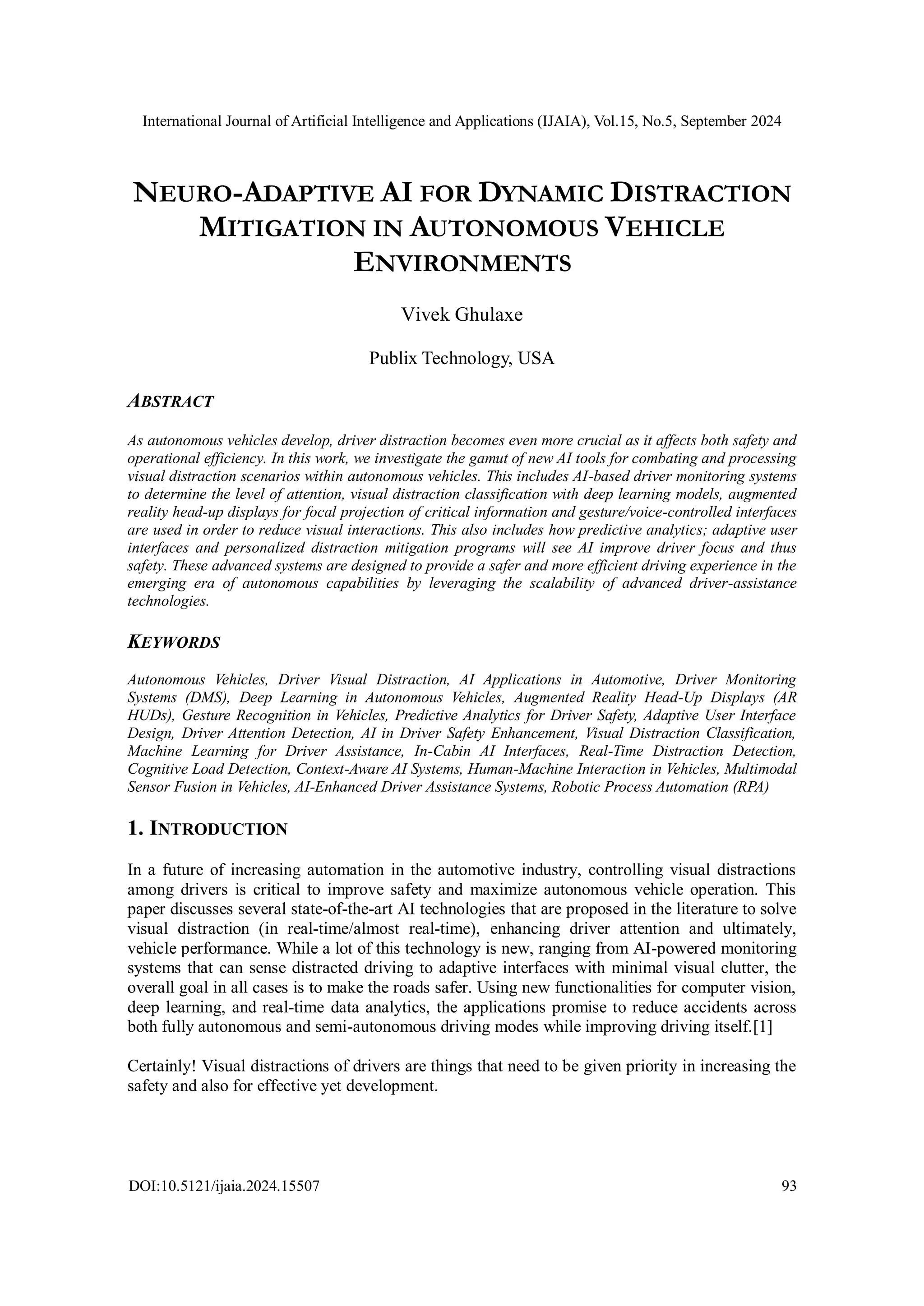 Neuro-Adaptive AI for Dynamic Distraction Mitigation in Autonomous ...