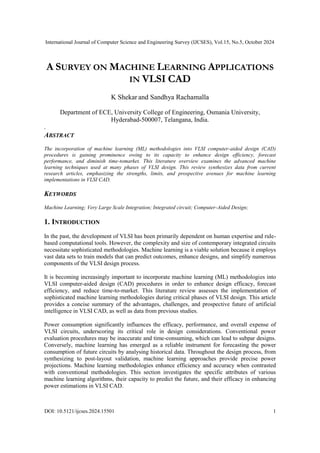 A SURVEY ON MACHINE LEARNING APPLICATIONS IN VLSI CAD | PDF