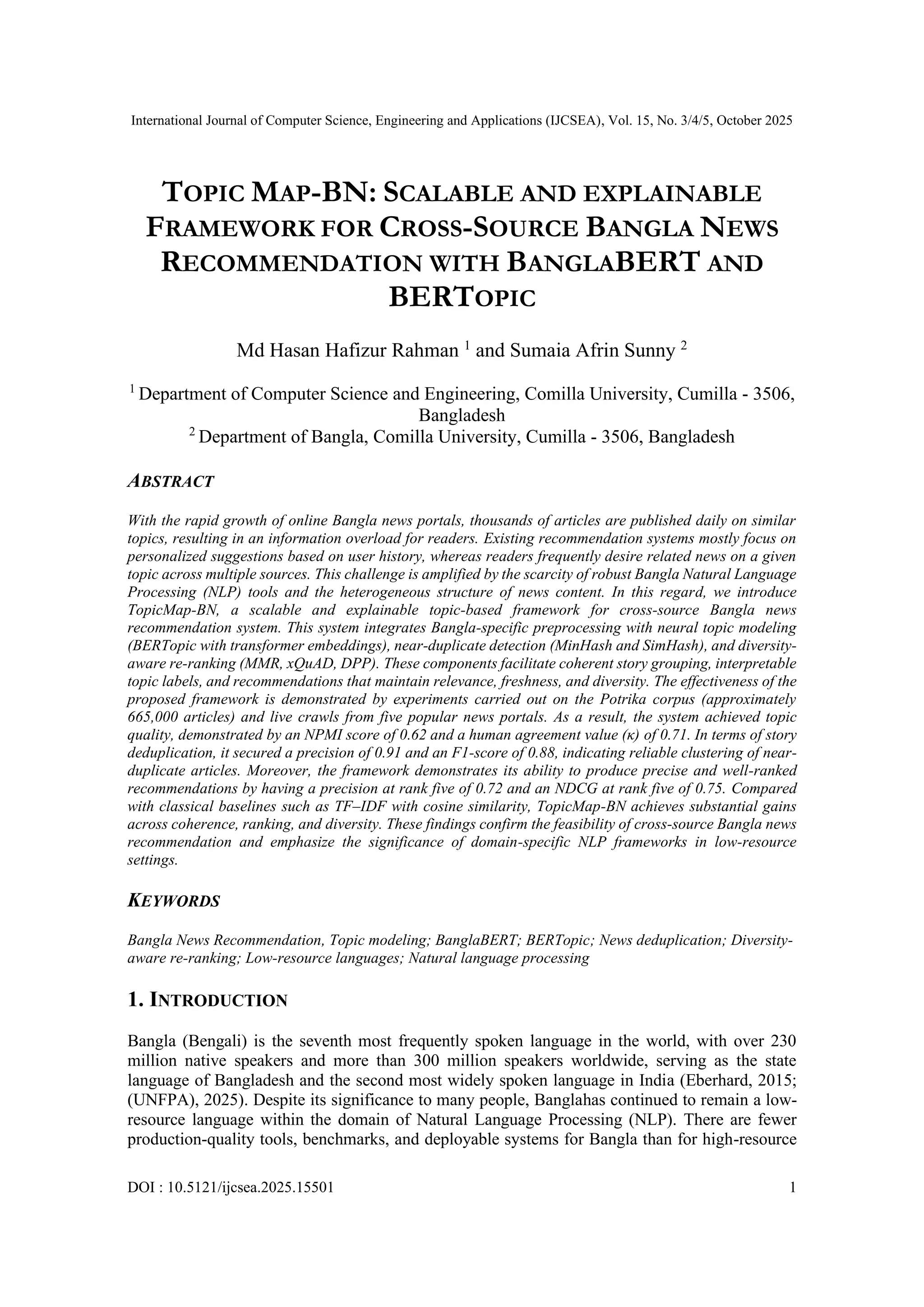 TopicMap-BN: Scalable and Explainable Framework for Cross-Source Bangla News Recommendation with ...