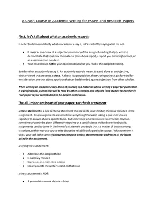 Crash Course in Academic Writing for Essays and Research Papers | DOCX