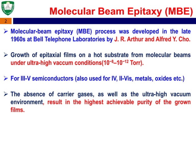 Molecular Beam Epitaxy-MBE---ABU SYED KUET | PPTX | Chemistry | Science