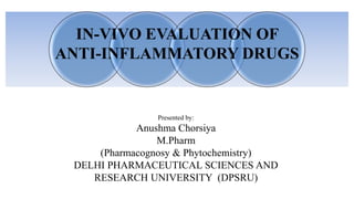 IN VIVO MODELS FOR EVALUATION OF ANTI INFLAMMATORY DRUGS | PPTX