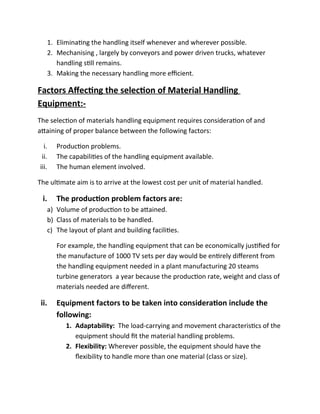 selection of material handling equipment | PDF
