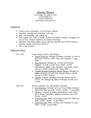 Jeremy Prince Resume' | DOCX