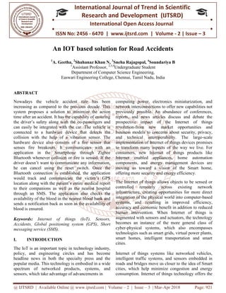 An IOT based solution for Road Accidents | PDF