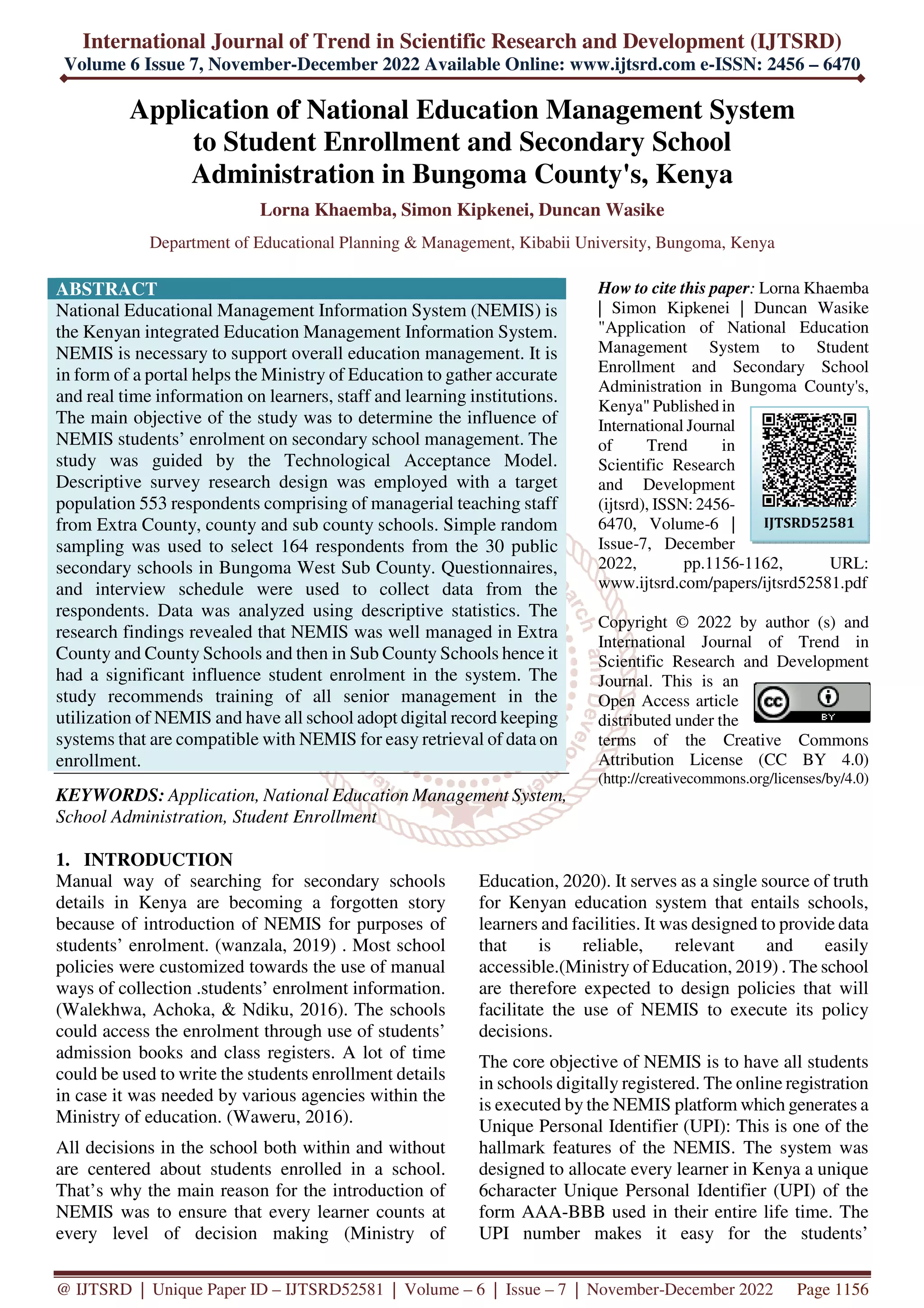 Application of National Education Management System to Student ...