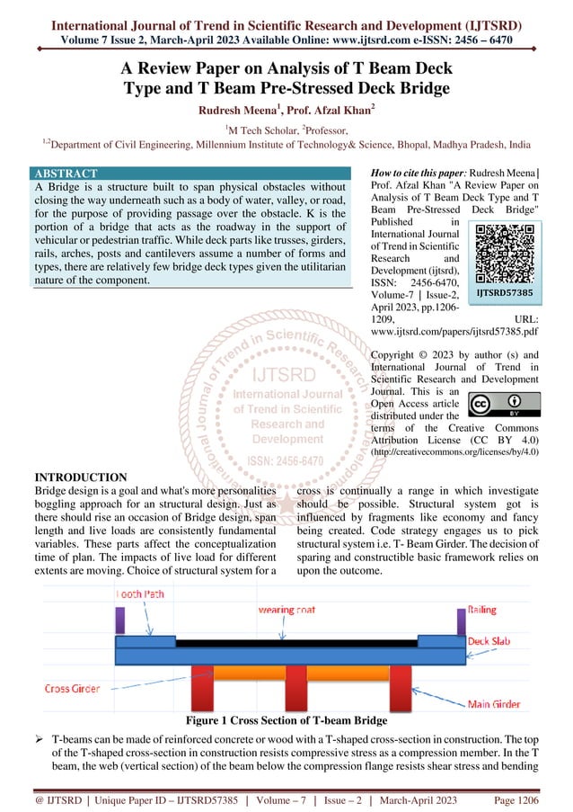 A Review Paper on Analysis of T Beam Deck Type and T Beam Pre Stressed Deck Bridge | PDF