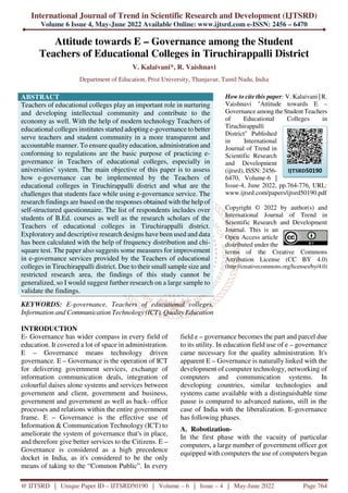 Attitude towards E – Governance among the Student Teachers of Educational Colleges in ...