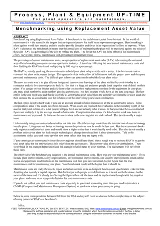 Benchmarking using replacement asset value | PDF