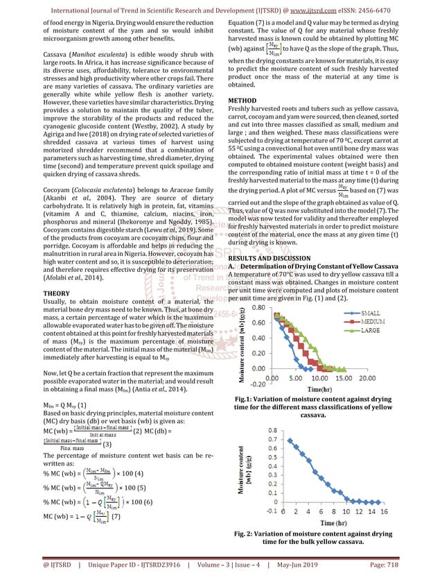 Determination Of Drying Constants Of Some Selected Roots And Tubers Pdf