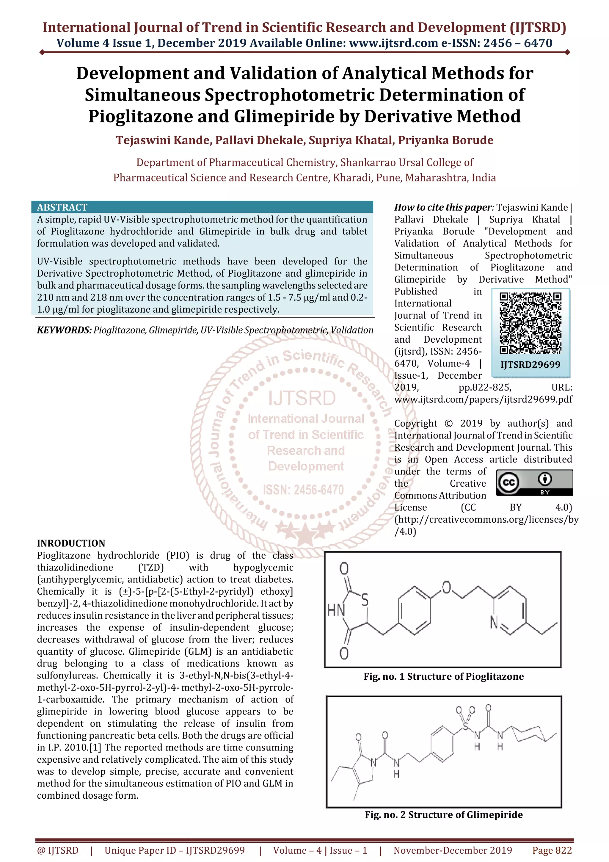 Development And Validation Of Analytical Methods For Simultaneous Spectrophotometric
