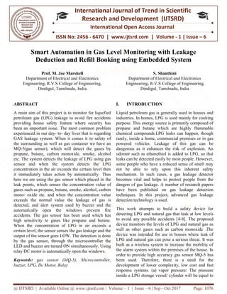 Smart Automation Gas Level Monitoring with Gas Leakage Deduction and ...