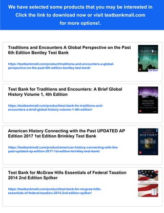 Test Bank for Traditions & Encounters UPDATED AP Edition 6th by Bentley ...