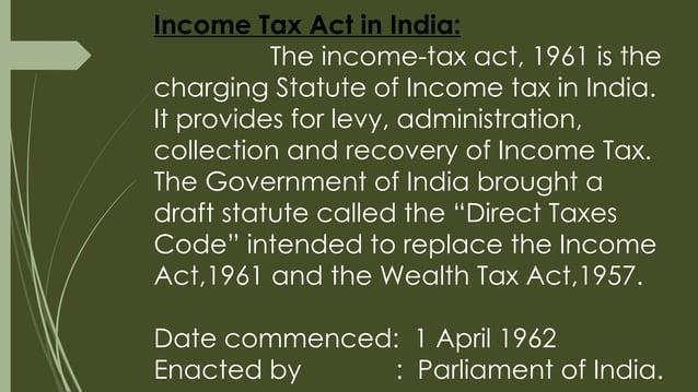 Income Tax - Meaning, Implementation and Exempted Incomes | PPT