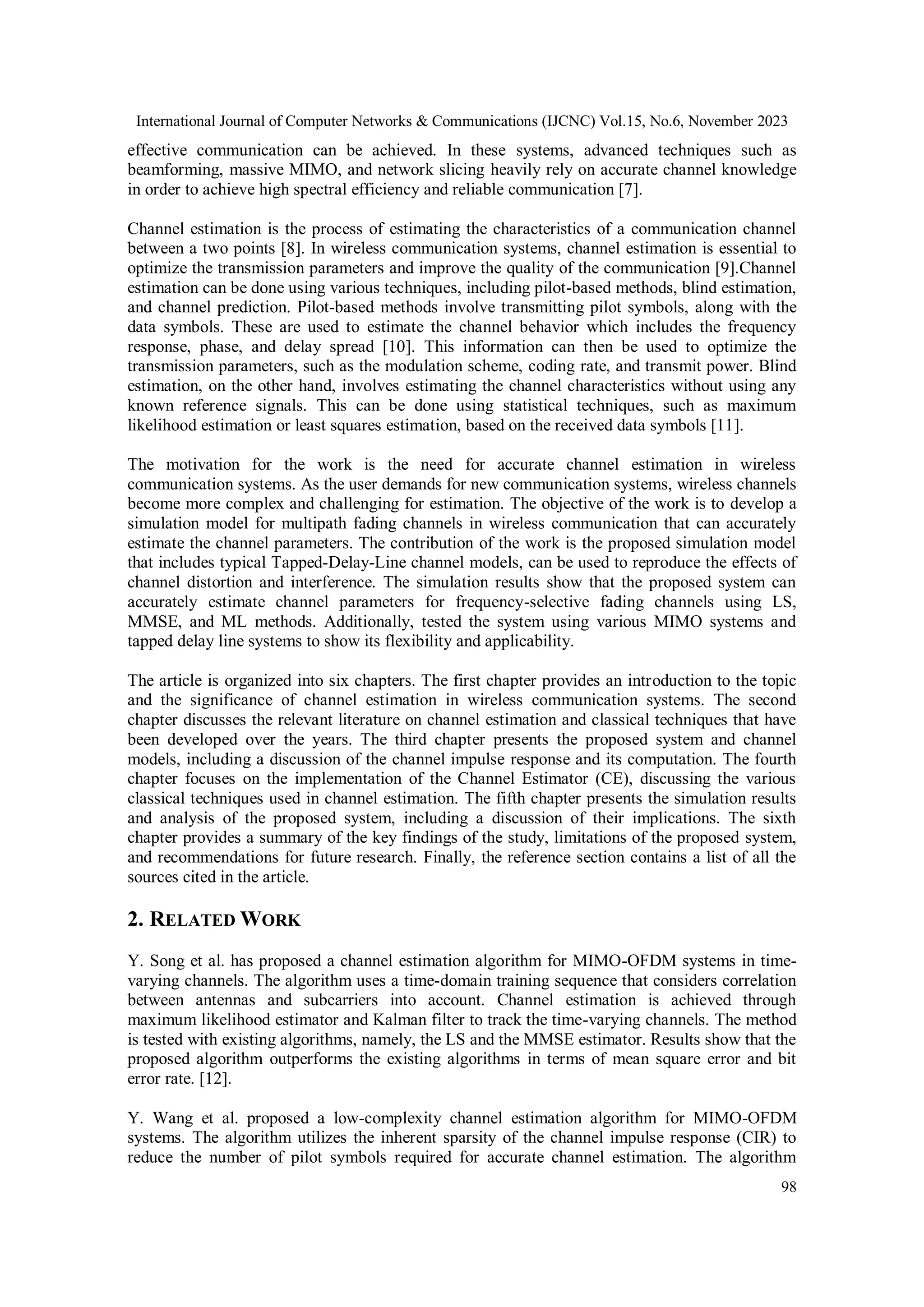 Channel Estimation in MIMO OFDM Systems with Tapped Delay Line Model | PDF