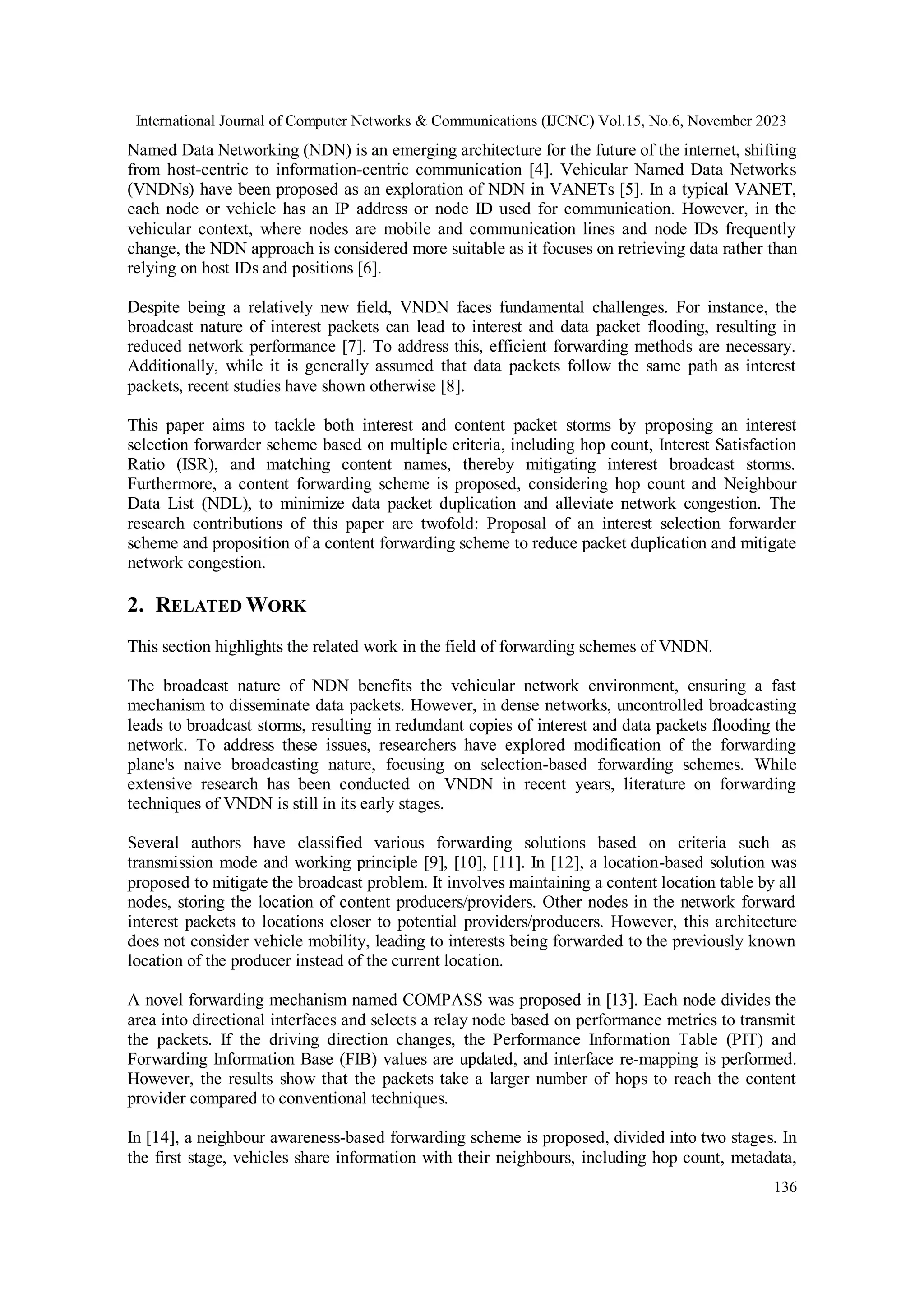 Hop Count Based Interest Selection and Content Forwarding Scheme for Vehicular Named Data ...