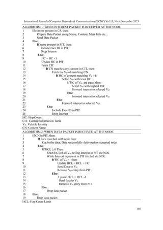Hop Count Based Interest Selection and Content Forwarding Scheme for Vehicular Named Data ...
