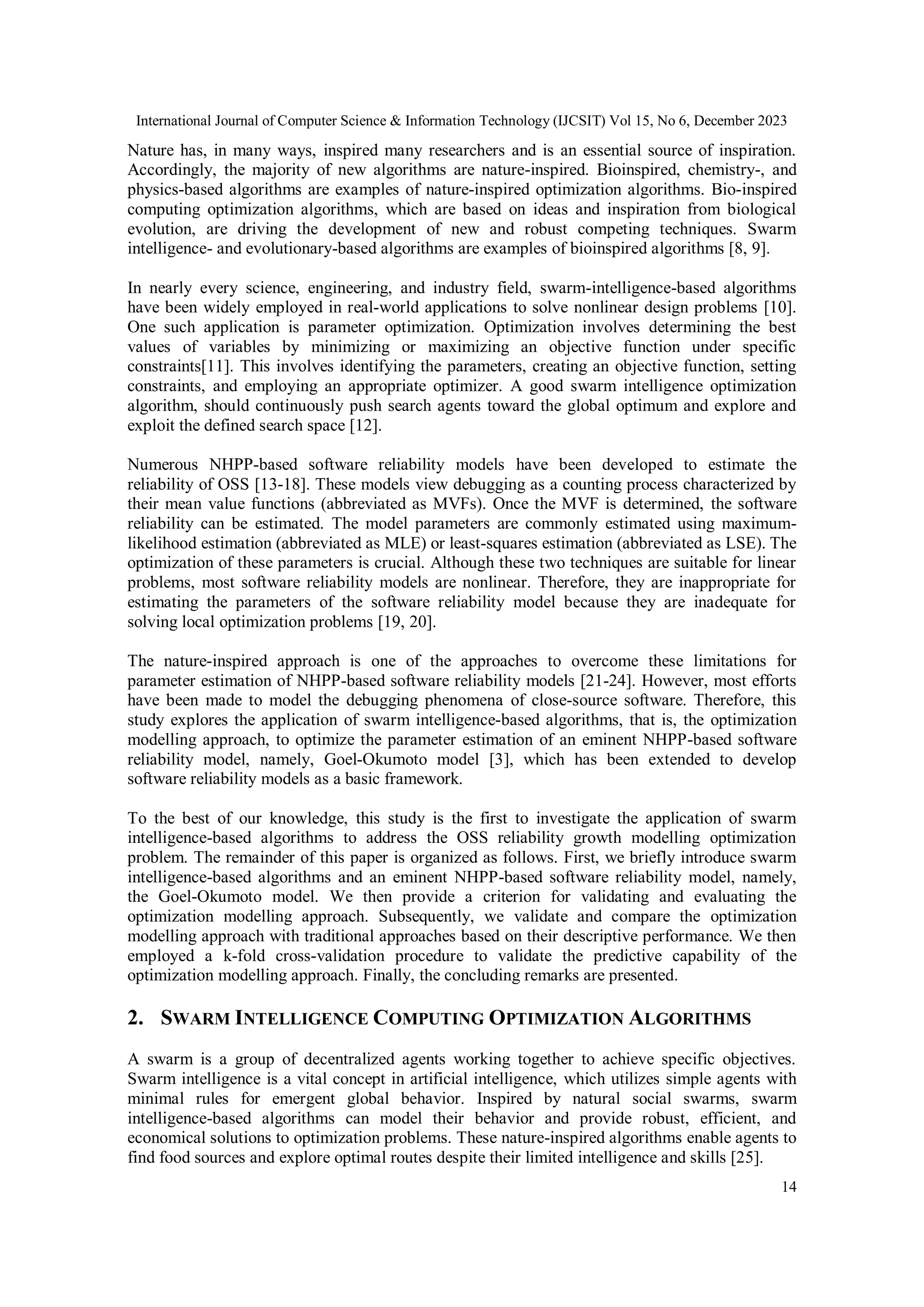 Modelling Open-Source Software Reliability Incorporating Swarm Intelligence-Based Techniques | PDF