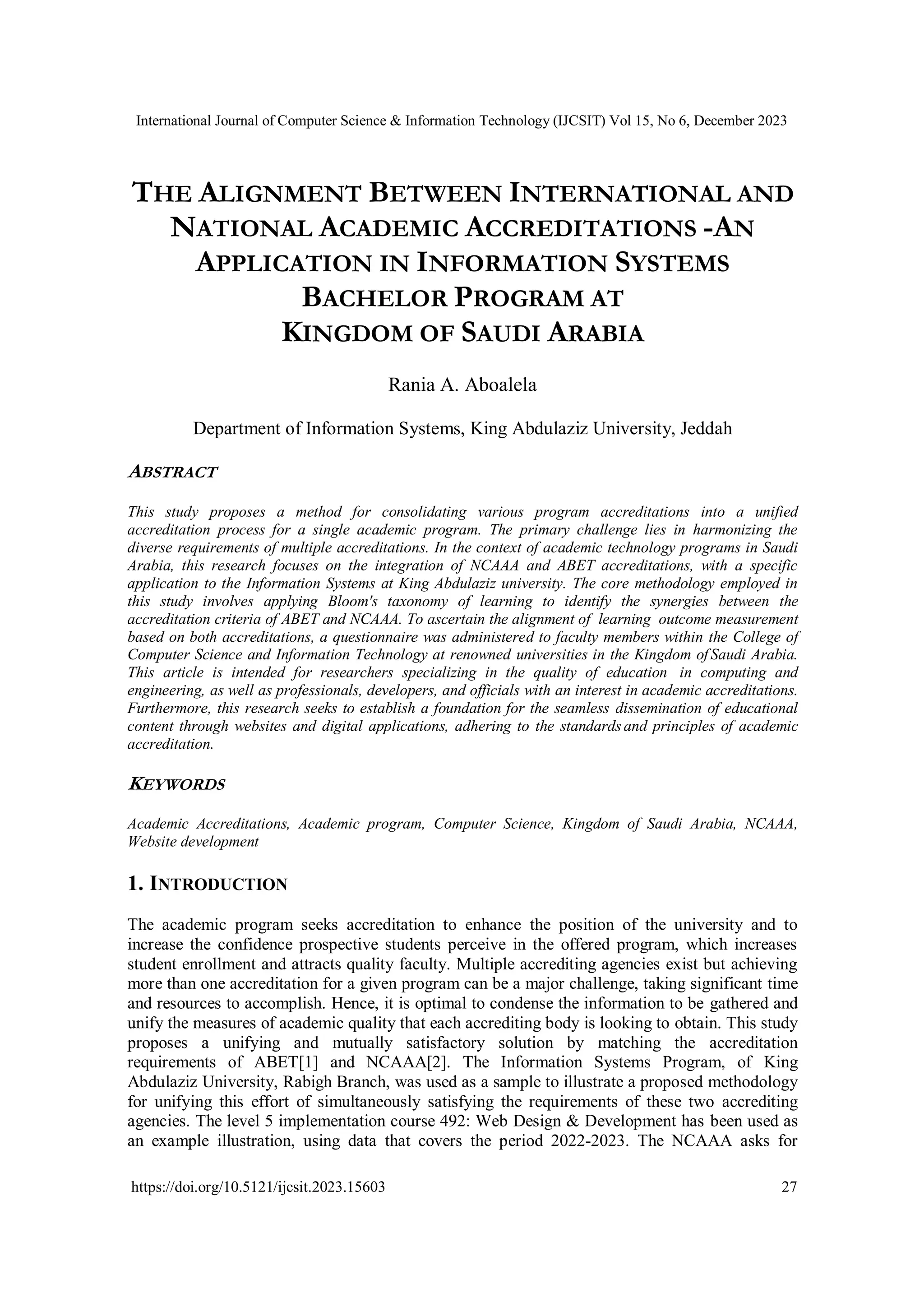 The Alignment between International and National Academic ...