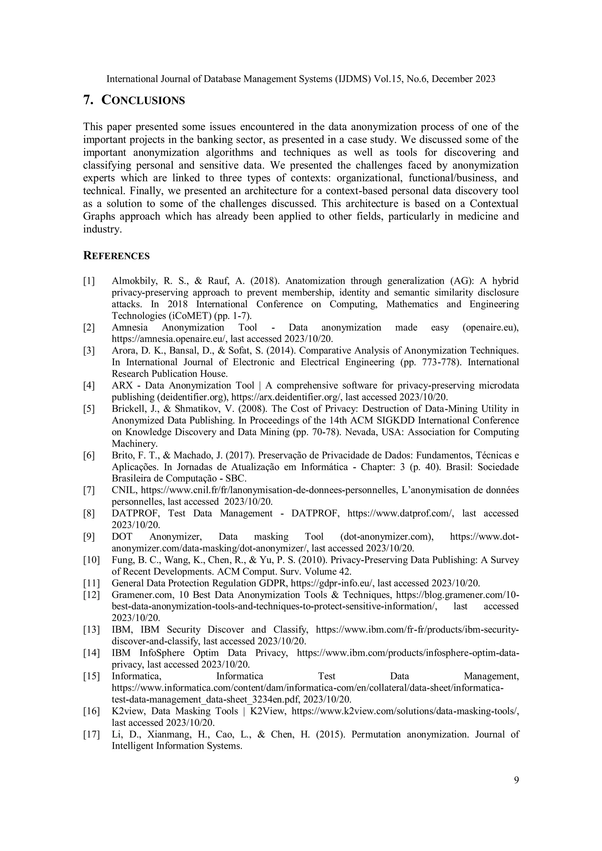 Data Anonymization Process Challenges and Context Missions | PDF