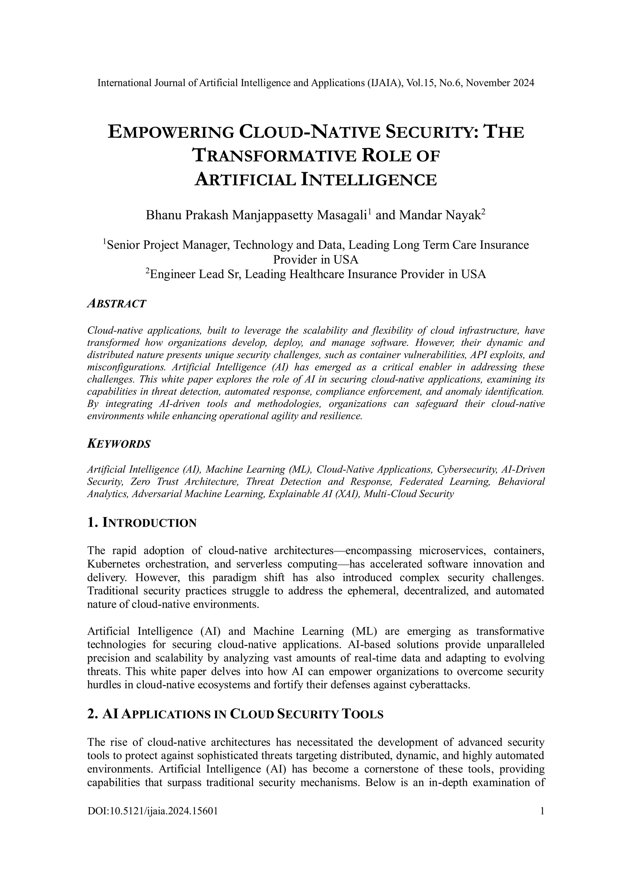 Empowering Cloud-native Security: the Transformative Role of Artificial Intelligence | PDF