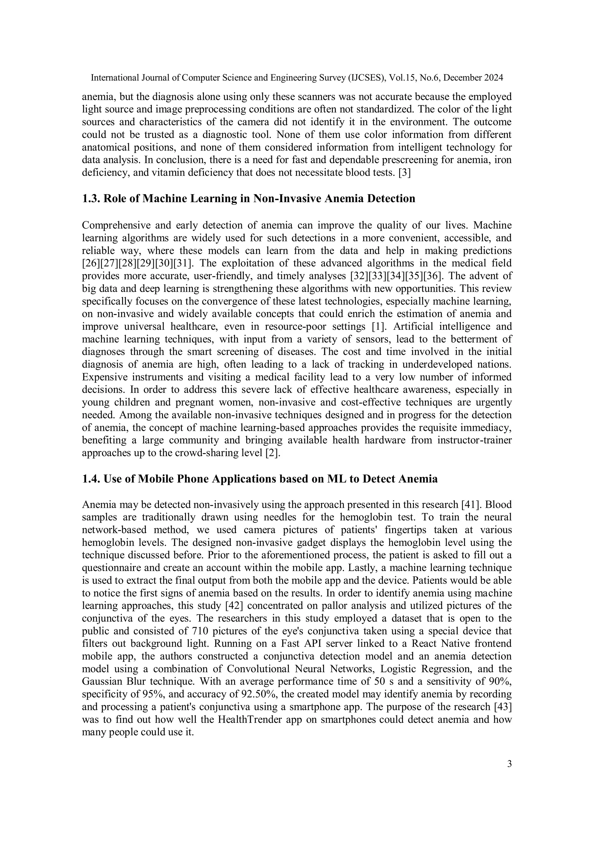 Anemia Detection from Eyes, Palm and Fingernails with Machine Learning Models | PDF