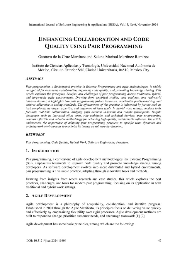 Enhancing Collaboration and Code Quality using Pair Programming | PDF