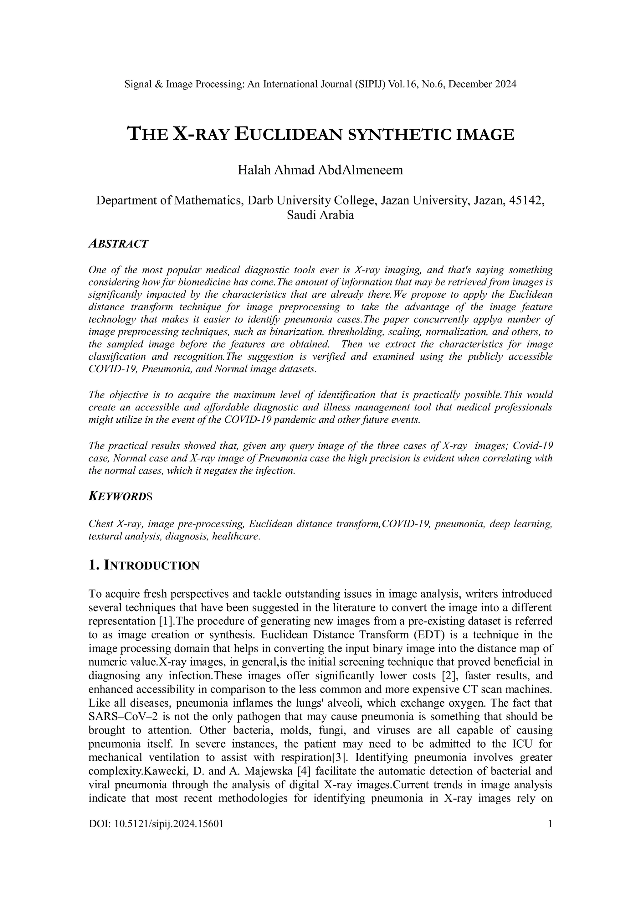 THE X-RAY EUCLIDEAN SYNTHETIC IMAGE..... | PDF