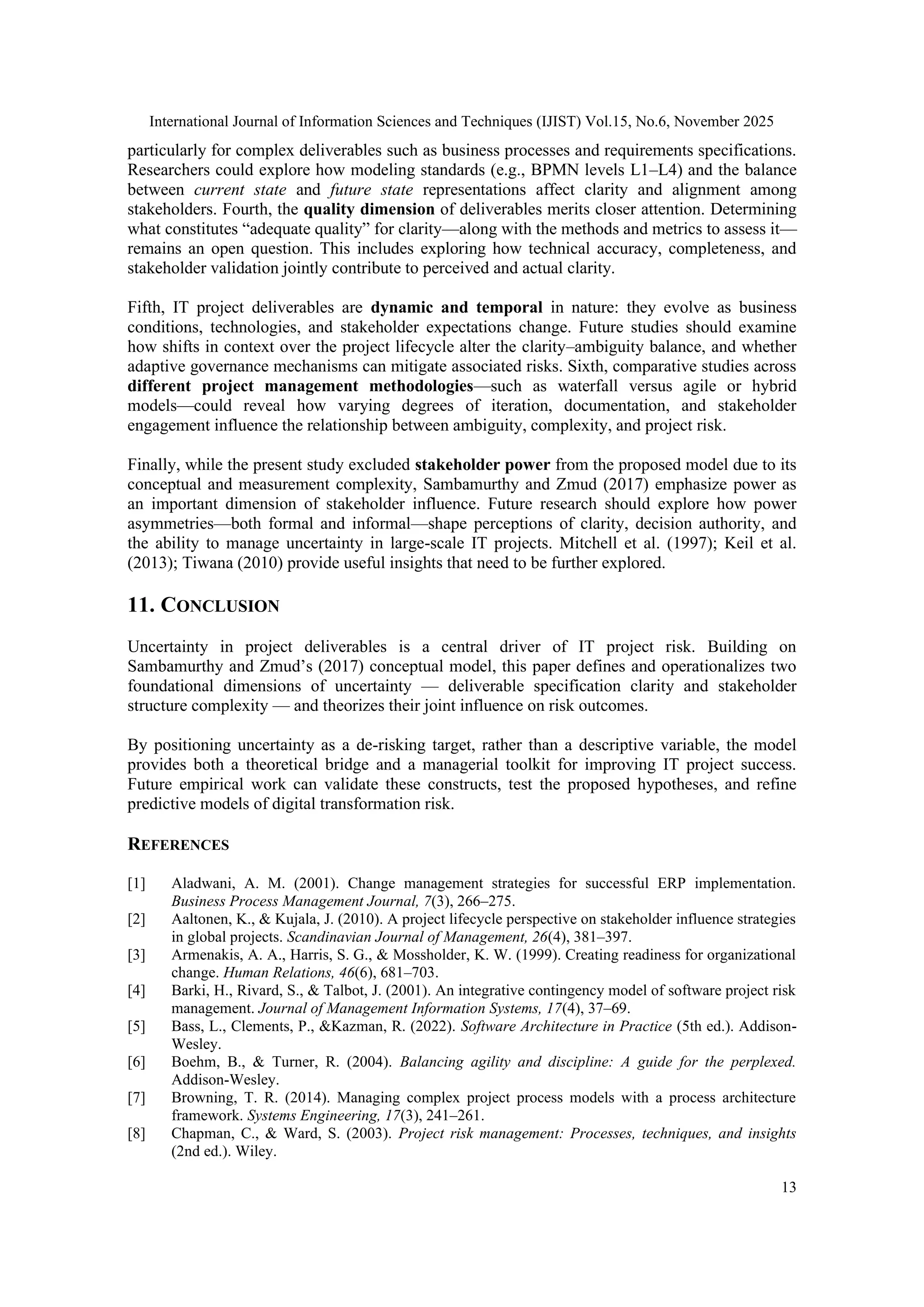 REVISITING IT PROJECT UNCERTAINTY: OPERATIONALIZING THE SAMBAMURTHY–ZMUD MODEL FOR DE-RISKING ...