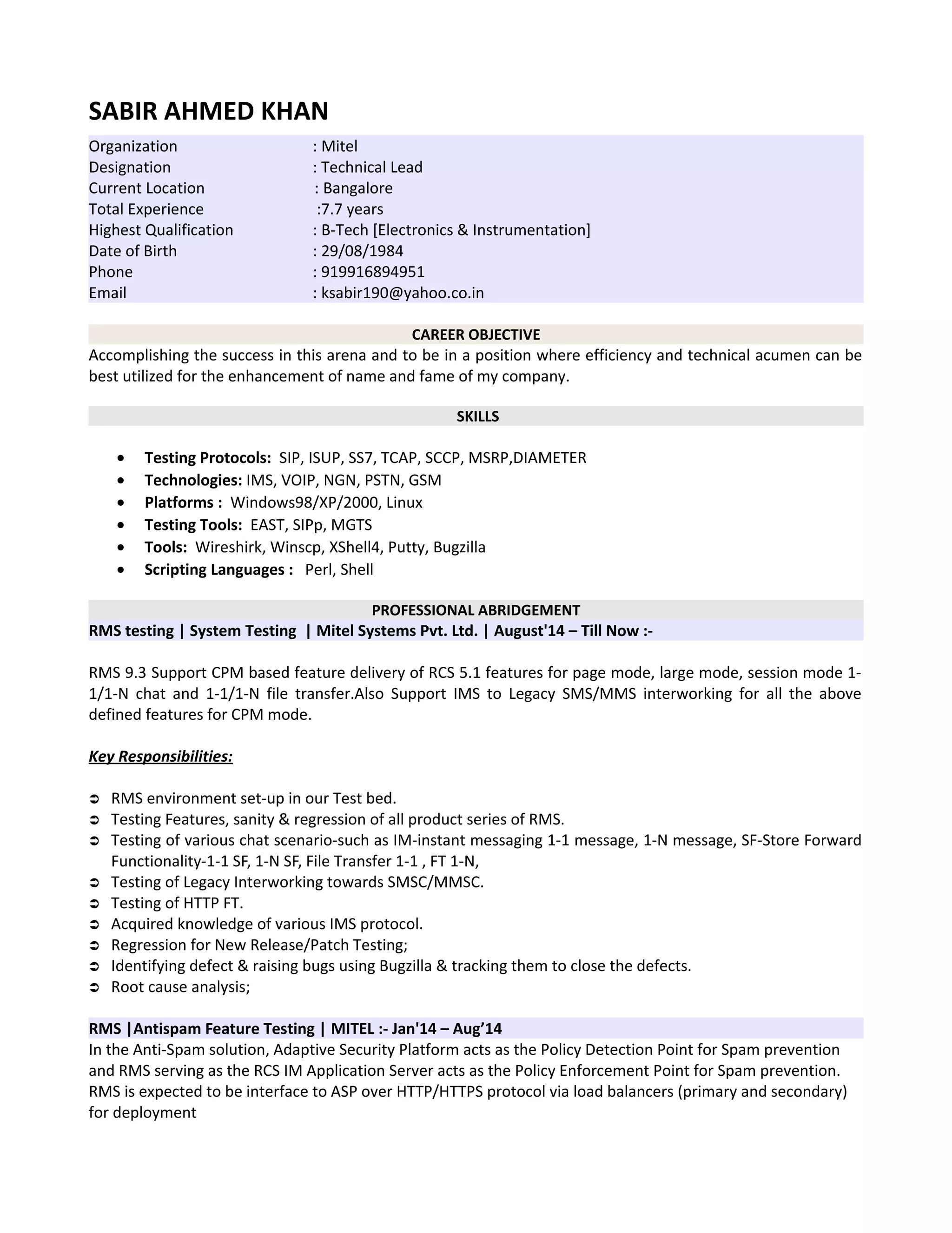 Sabir Ahmed Khan_Tech_Lead_Updated | DOC