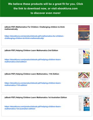 (eBook PDF) Mathematics For Children: Challenging children to think ...