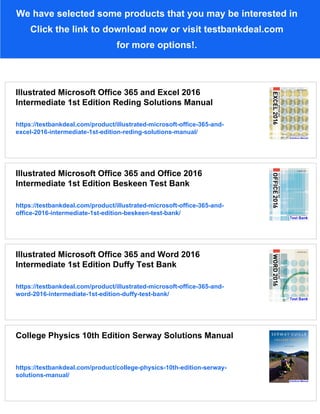 Illustrated Microsoft Office 365 and Excel 2016 Intermediate 1st ...