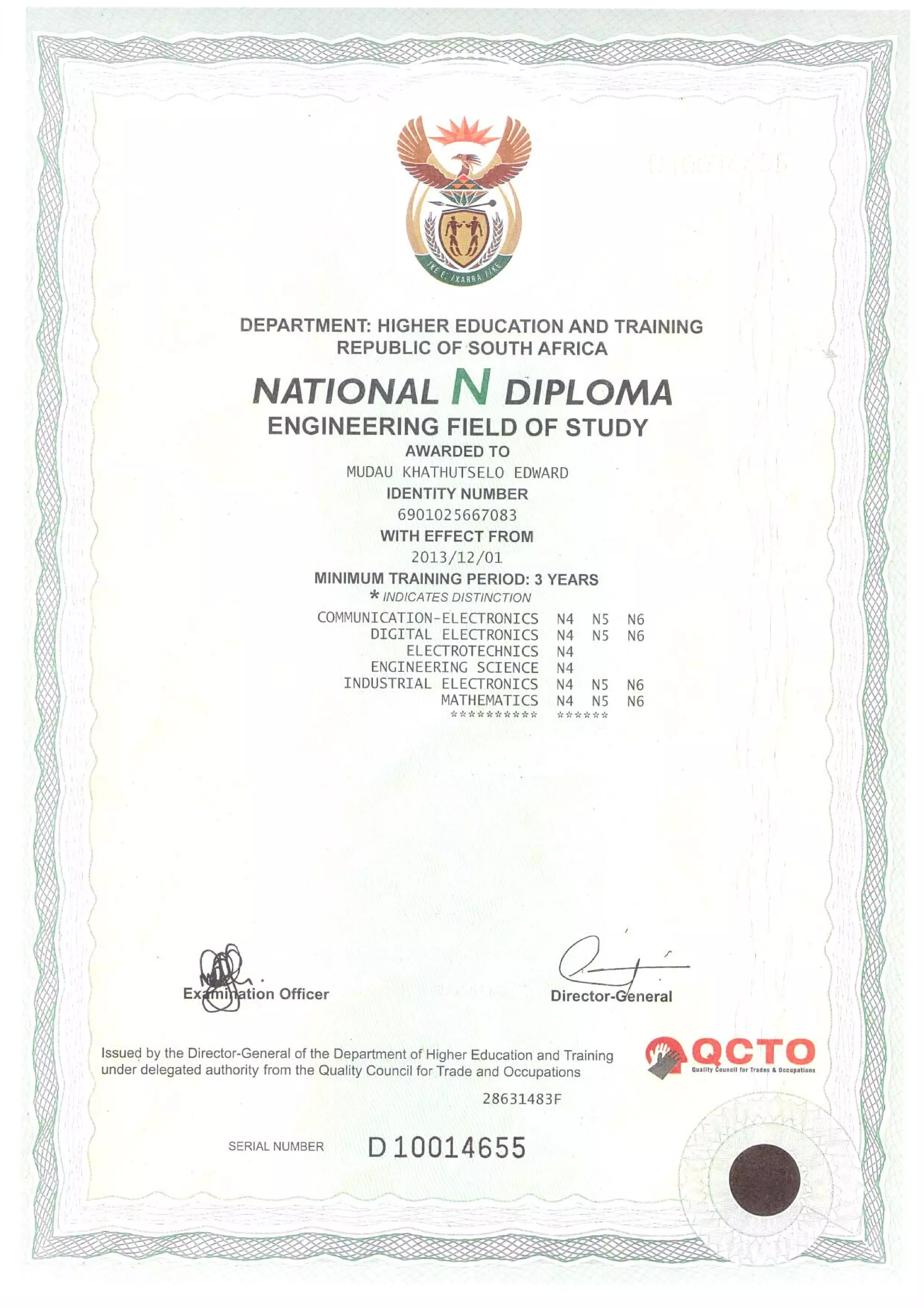 N Diploma, Trade Tests & N4-N6 | PDF