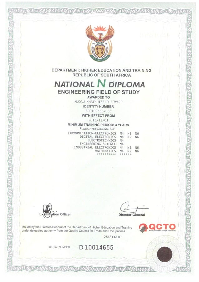 N Diploma, Trade Tests & N4-N6 | PDF