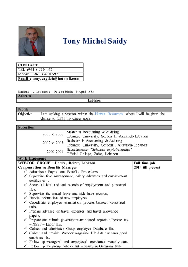 CV Tony Michel Sayde (1) | PDF