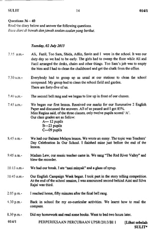 soalan percubaan bahasa inggeris kertas1 terengganu 2013 | PDF | Food ...