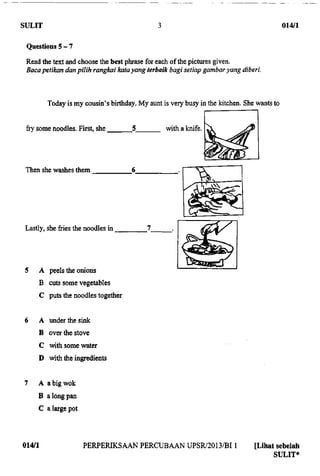 soalan percubaan bahasa inggeris kertas1 terengganu 2013 | PDF