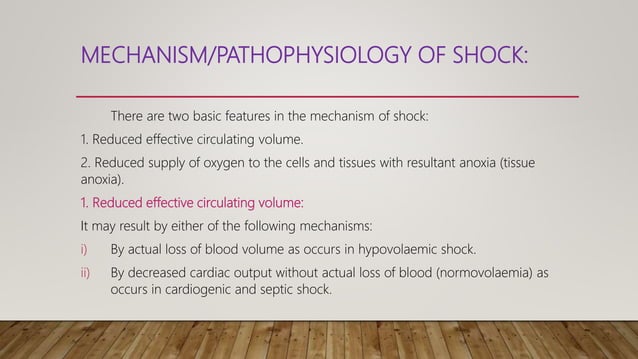 Pathophysiology and management of shock | PPTX | Heart and ...