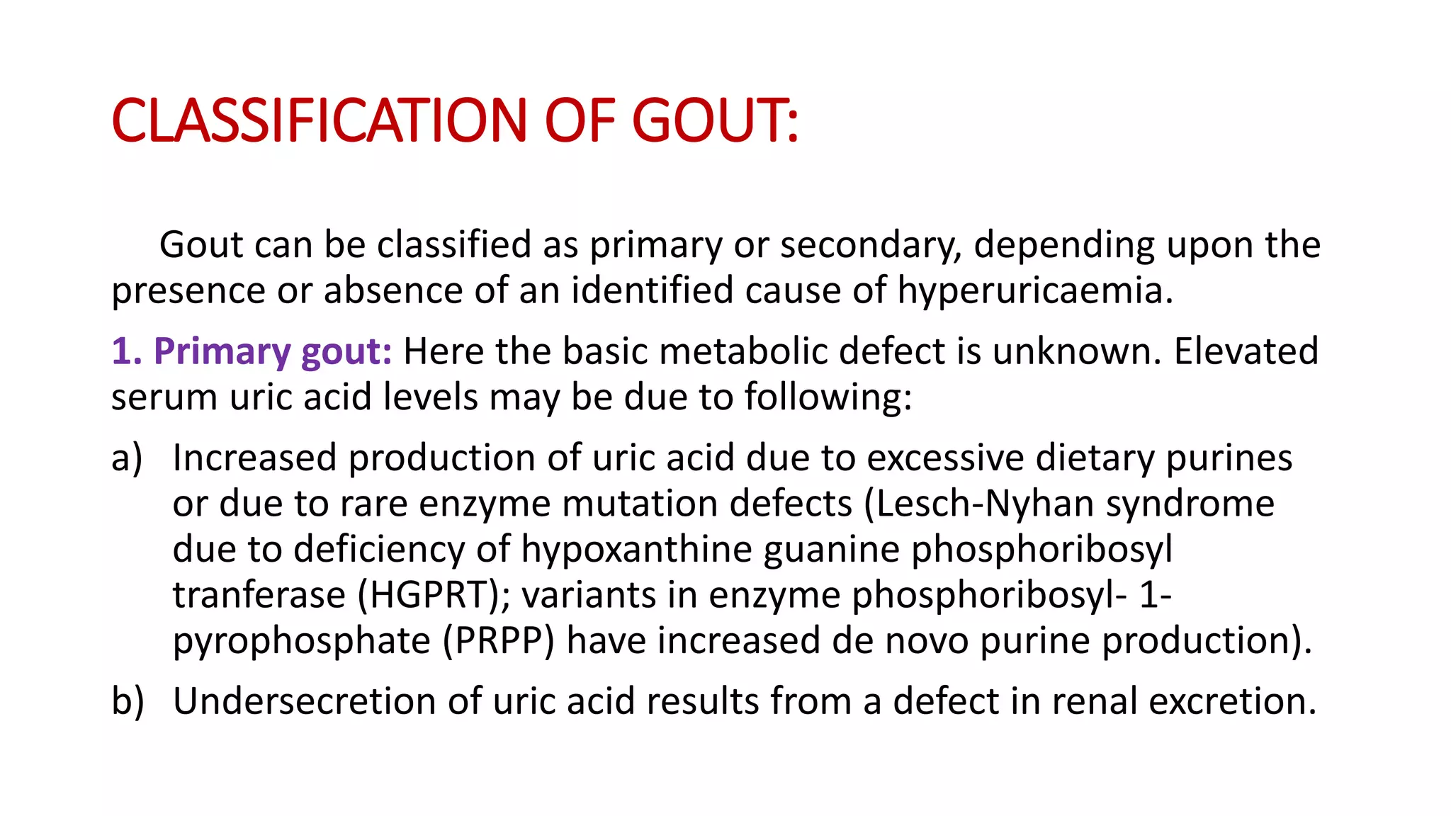 Pathophysiology and clinical management of gouty arthritis | PPTX