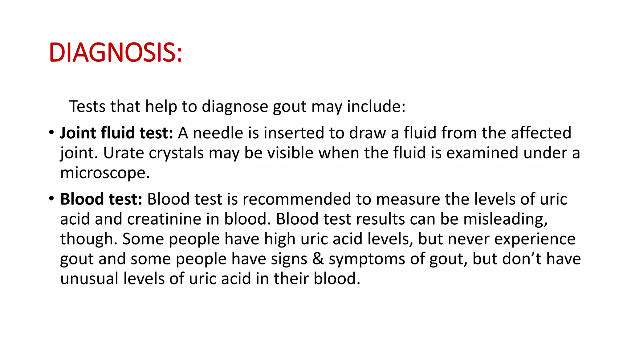 Pathophysiology and clinical management of gouty arthritis | PPTX