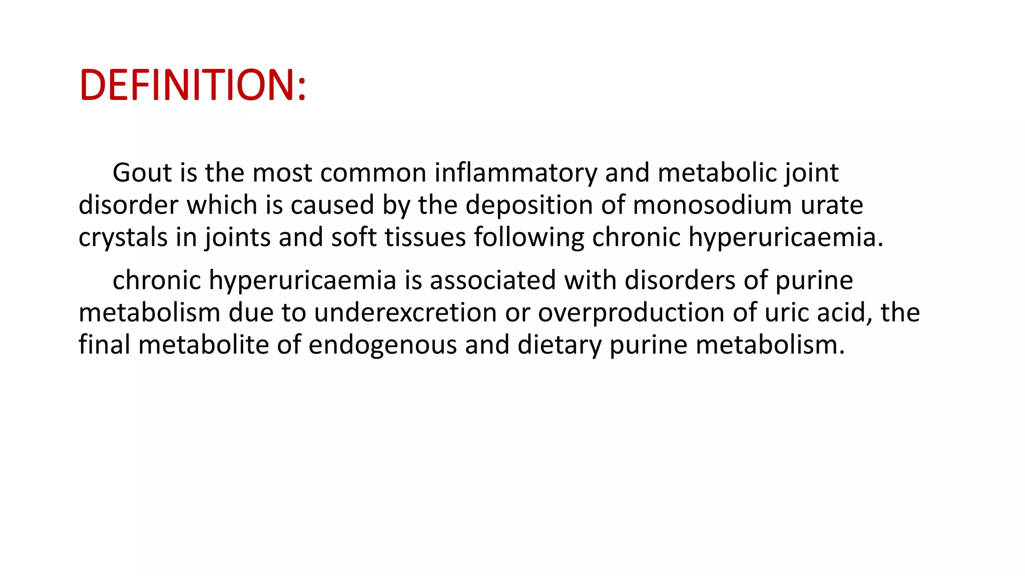 Pathophysiology and clinical management of gouty arthritis | PPTX ...
