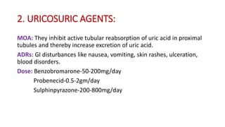 Pathophysiology and clinical management of gouty arthritis | PPTX