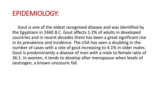 Pathophysiology and clinical management of gouty arthritis | PPTX | Endocrine and Metabolic ...