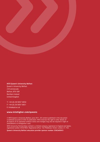 INTO Queen's University Belfast Pre-Departure Guide 2011-2012 | PDF