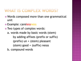 Stress in complex words | PPTX