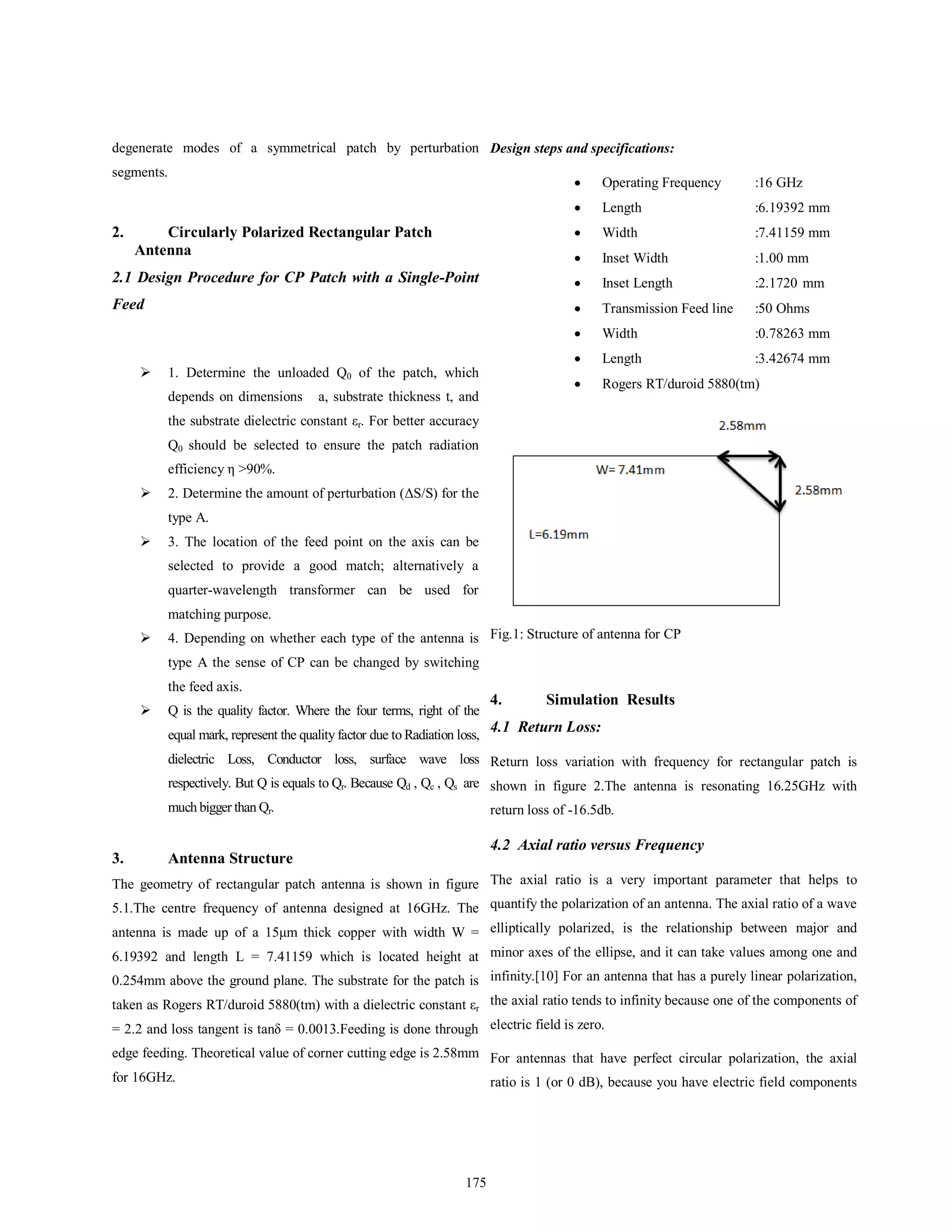 Design of Circularly Polarized Rectangular Patch Antenna with single cut | PDF