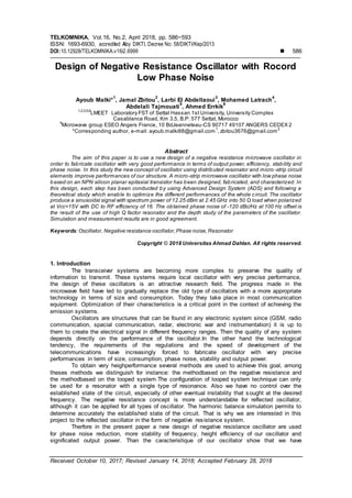 Design of Negative Resistance Oscillator with Rocord Low Phase Noise | PDF