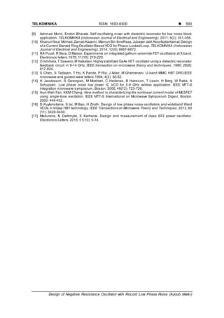 Design of Negative Resistance Oscillator with Rocord Low Phase Noise | PDF