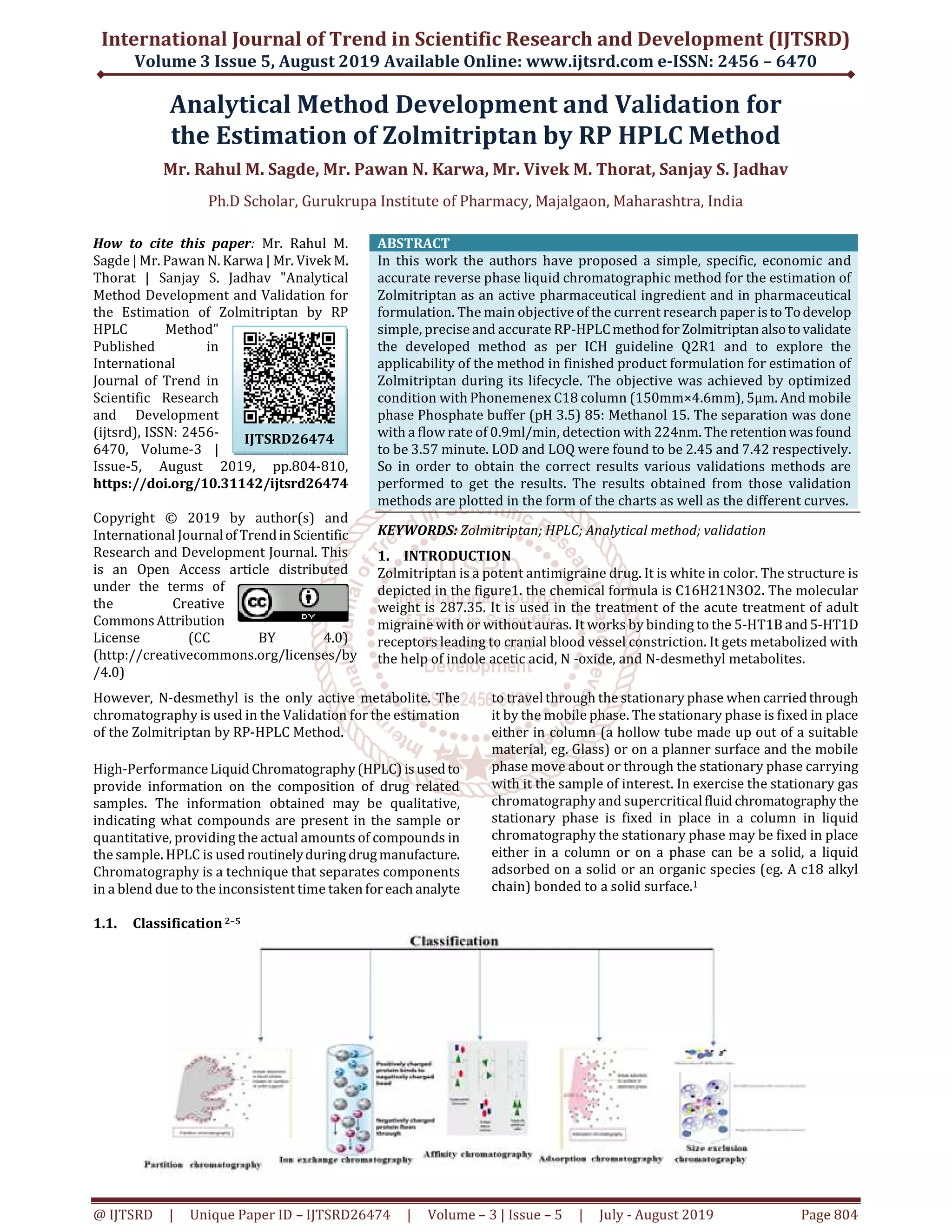Analytical Method Development And Validation For The Estimation Of